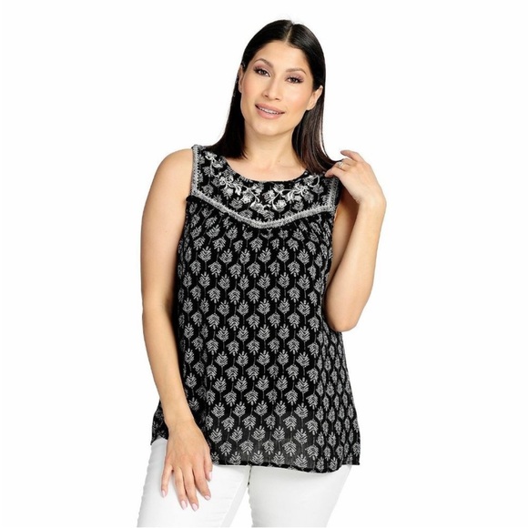 Oso Casuals | Tops | Oso Casuals Embroidered Sleeveless Top Xs | Poshmark